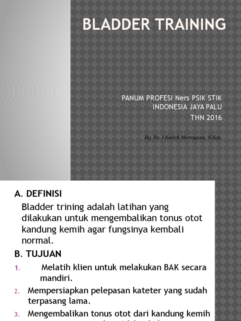 Bladder Training | PDF