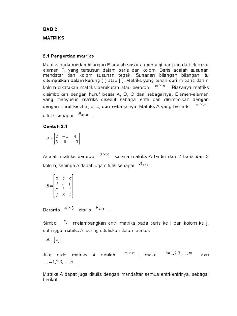 Bab 2. Matriks | PDF