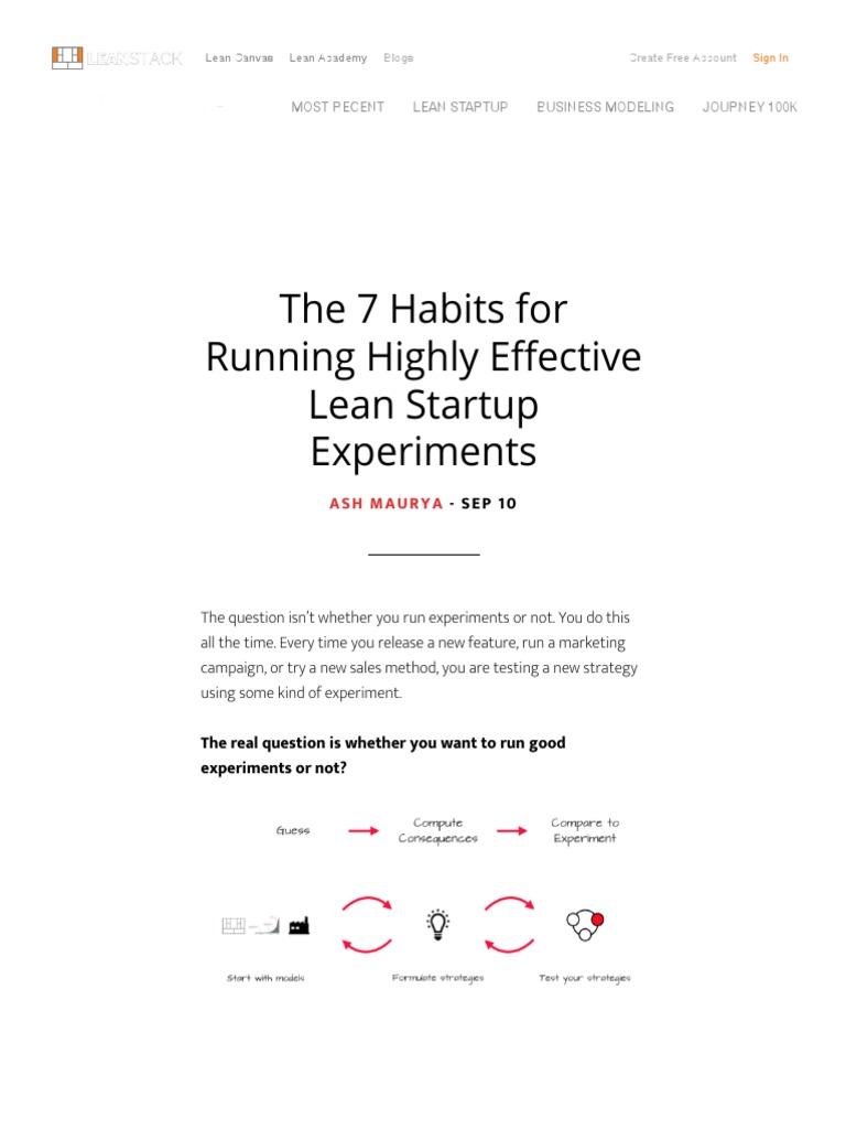 The 7 Habits For Running Highly E Ective Lean Startup Experiments | PDF ...