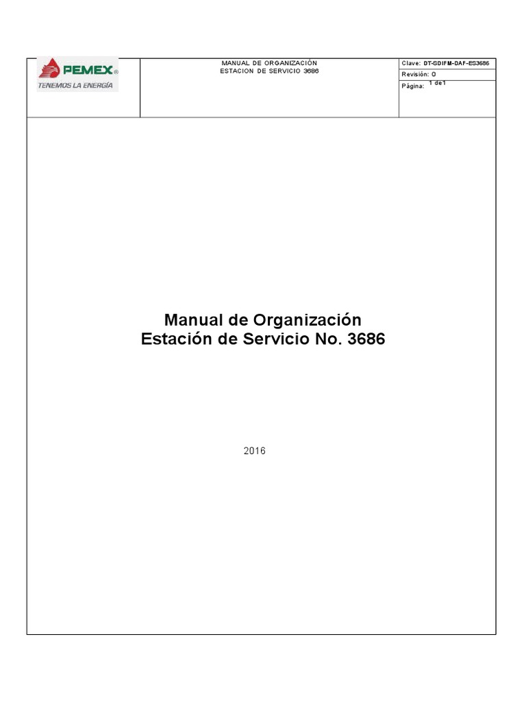 Manual De Organizacion De La Estacion De Servicio 3686 Pdf Estación