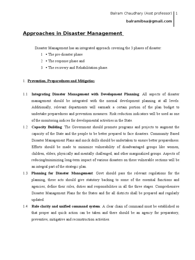 Approaches in Disaster Management | PDF | Emergency Management | Emergency