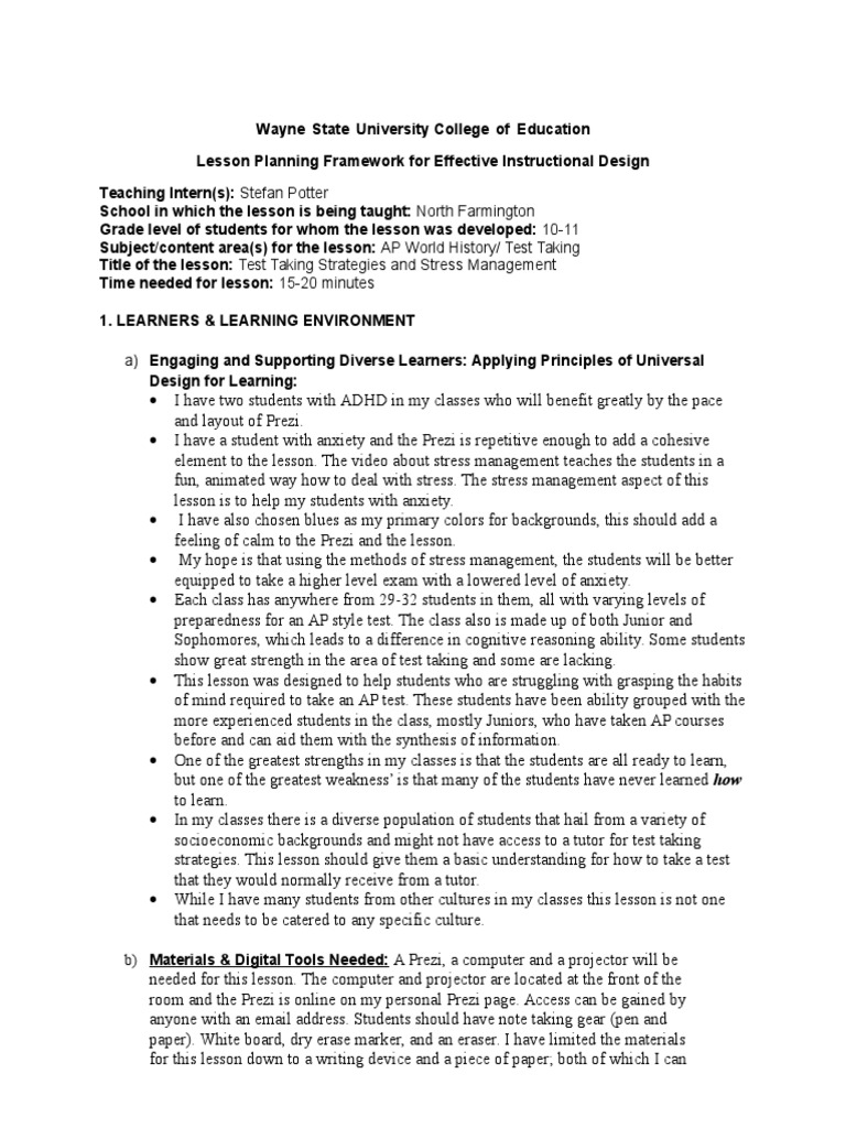 Lesson Plan-Test Taking Final | PDF | Test (Assessment) | Educational ...