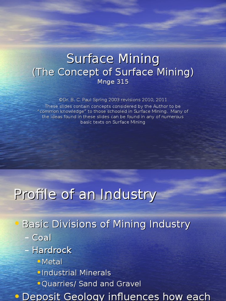 Overview of Surface Mining Concepts | PDF | Economic Geology | Mining