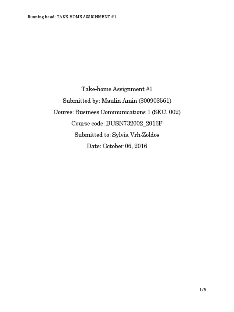 Take-Home Assignment 1 MRA PDF | PDF