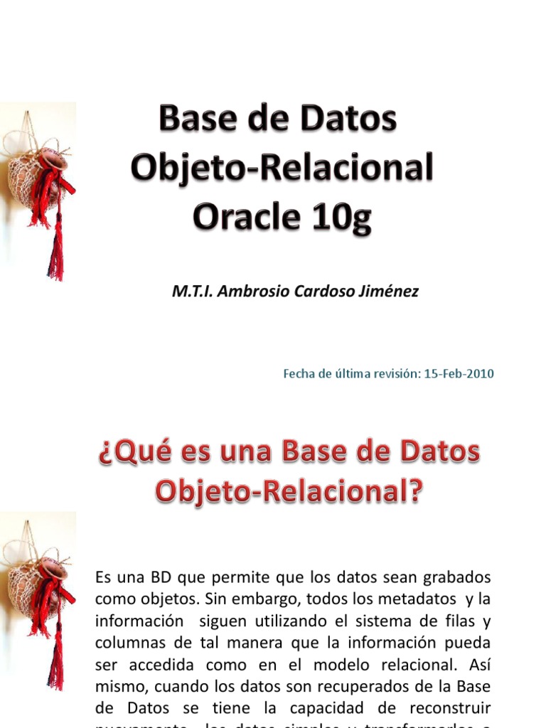 Objeto Relacional | PDF | Objeto (informática) | Pl / Sql