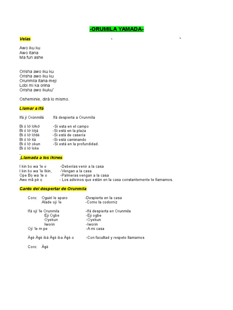 Cantos y Rezos para Despertar y Atefe | PDF | Santeria | Religión y creencia