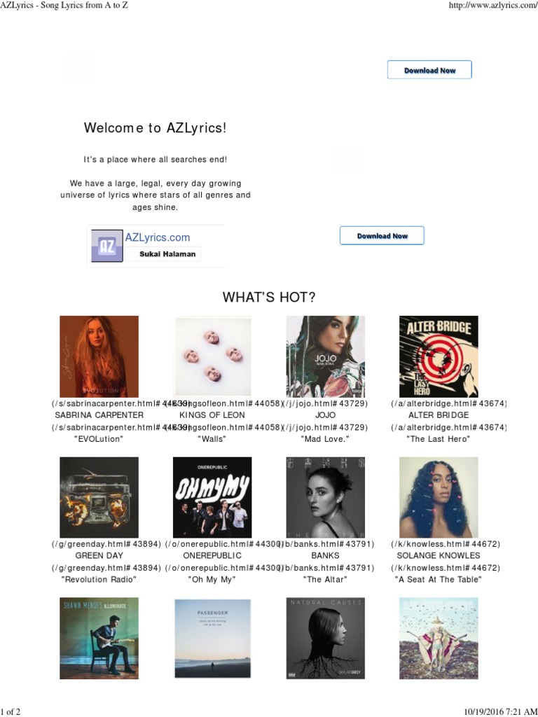 AZLyrics - Song Lyrics From a to Z