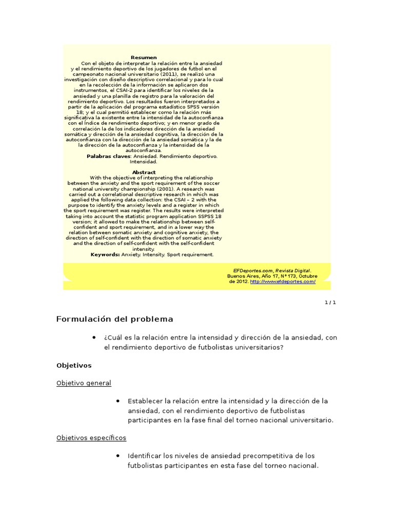 CSAI-2R Equipo de Futbol Universitario Rendimiento | PDF | Las ...