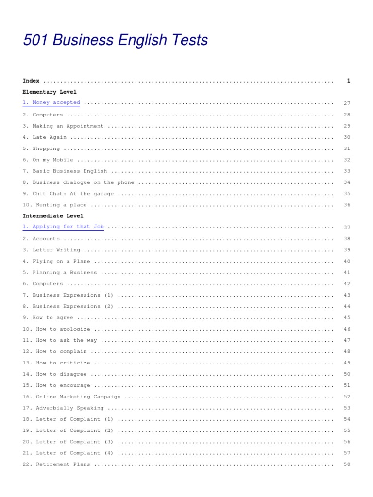 Business English Tests Sample | PDF