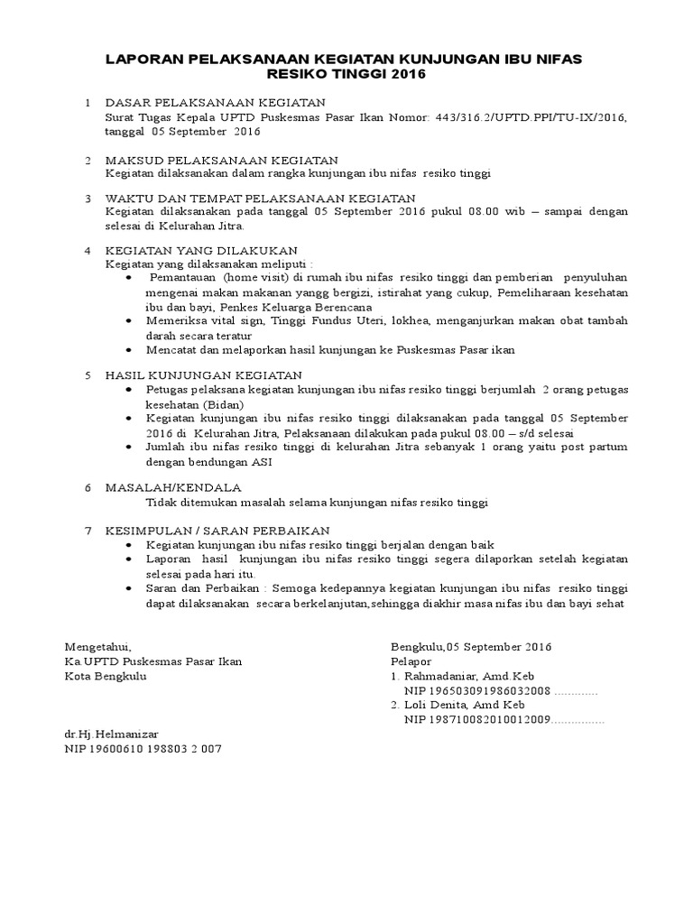 Laporan Hasil Bufas Resti | PDF