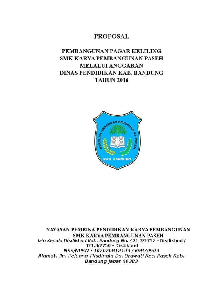Proposal Pagar SMK KP PASEH | PDF