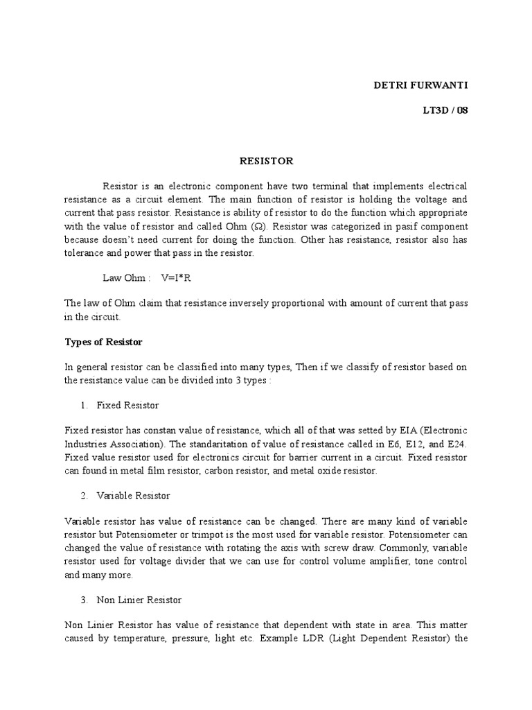Materi Individual Presentation Resistor | PDF | Resistor | Electrical ...