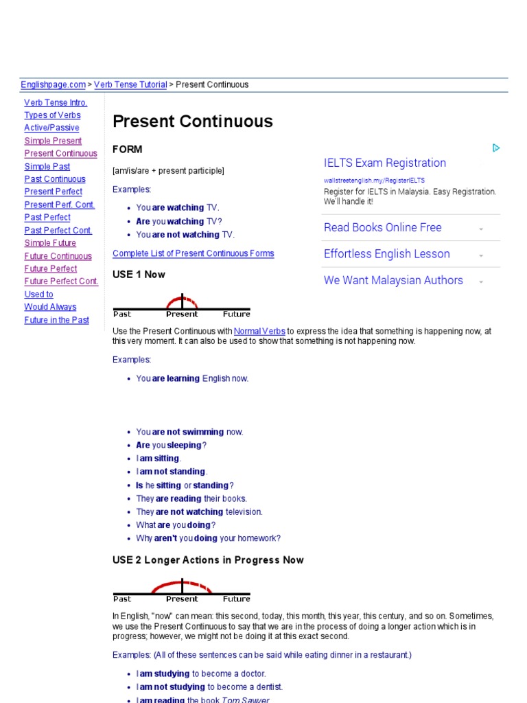 ENGLISH PAGE - Present Continuous | PDF | Perfect (Grammar) | Verb