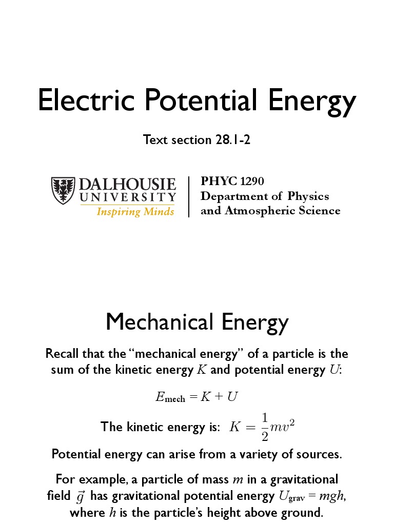 Physics: Electric Potential Energy | PDF | Potential Energy | Electron