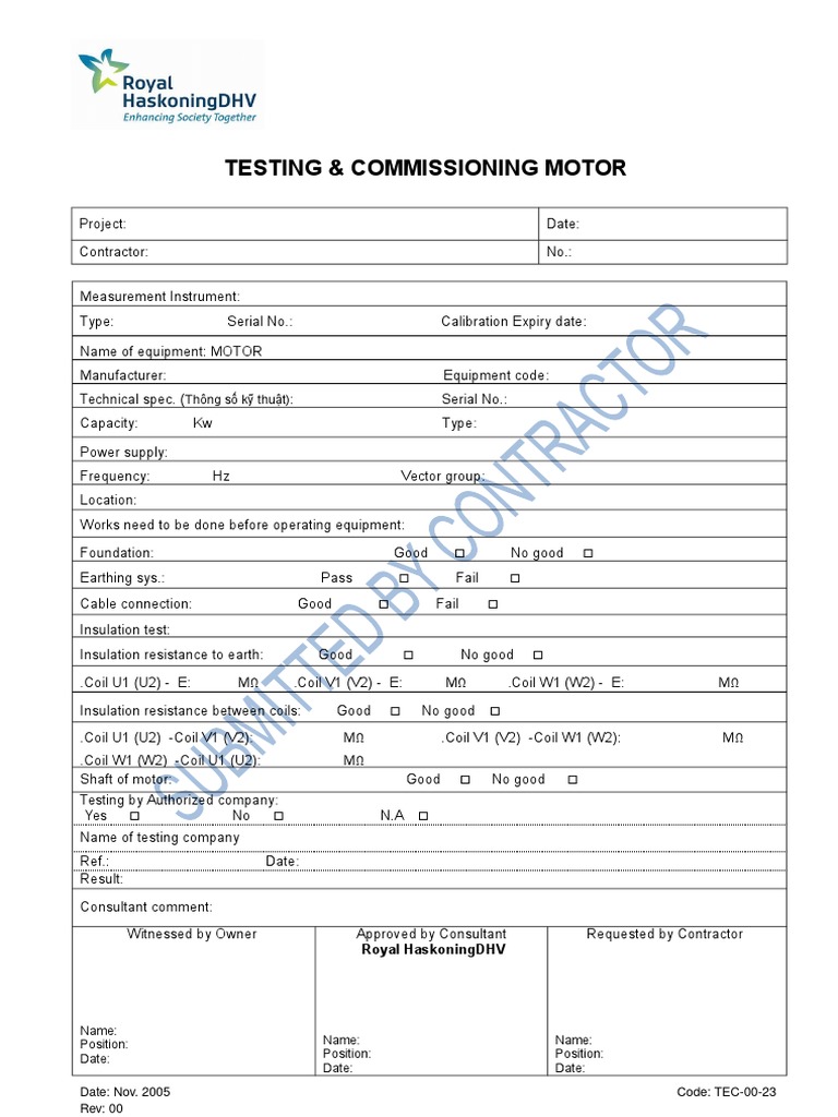 TEC 00 23 Testing&Commissioning Motor | PDF