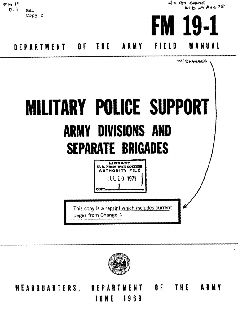 FM 19-1 - 1969c1x | PDF | Military Police | Division (Military)