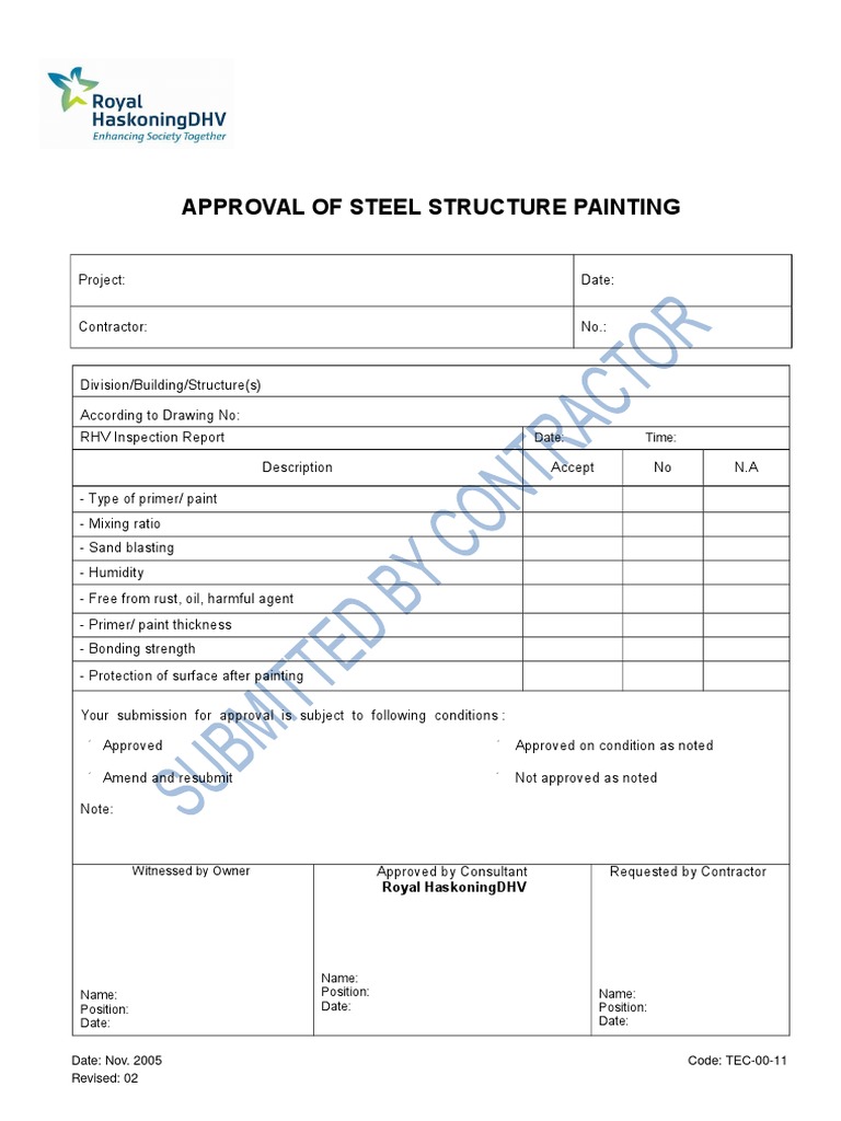 TEC-00-11-Approval of Steel Structure Painting | PDF
