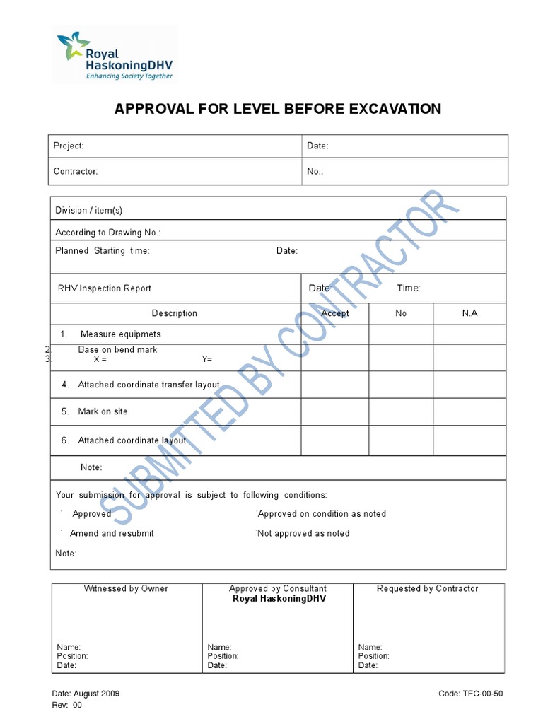 TEC-00-50-Approval For Level Before Excavation | PDF