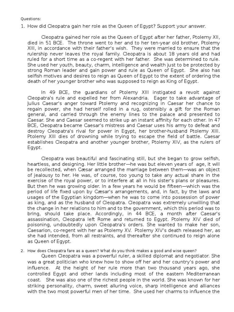 Cleopatra A Queen | PDF | Cleopatra | Leadership