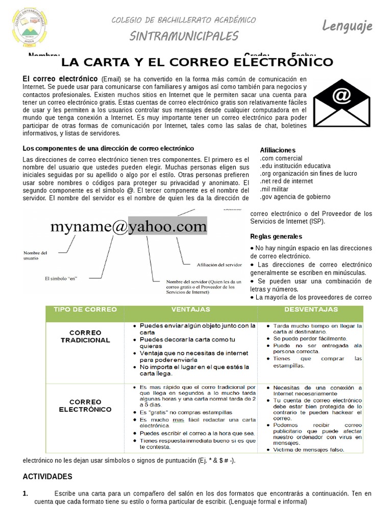 La Carta y El Correo Electrónico | PDF
