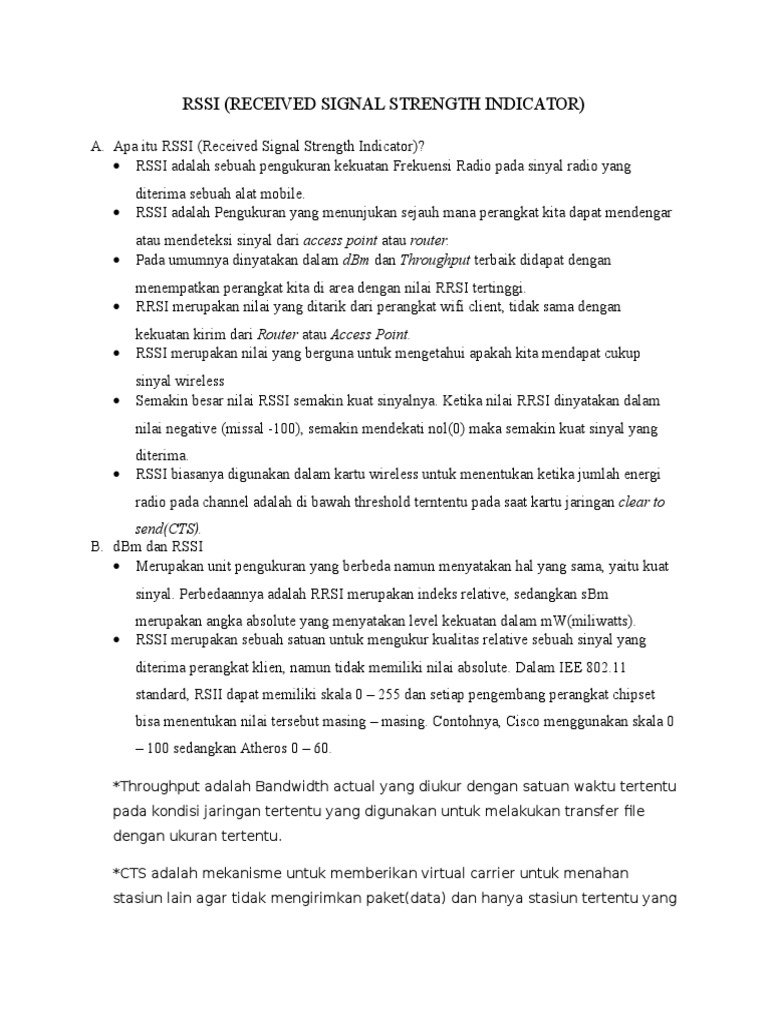 RSSI (Received Signal Strength Indicator) | PDF