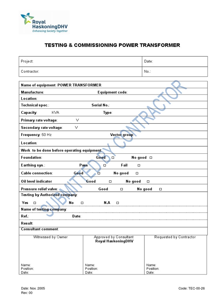 Testing & Commissioning Power Transformer | PDF | Transformer ...