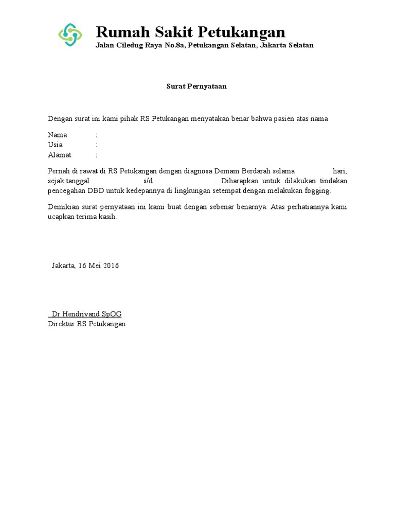 Surat Pernyataan Fogging | PDF