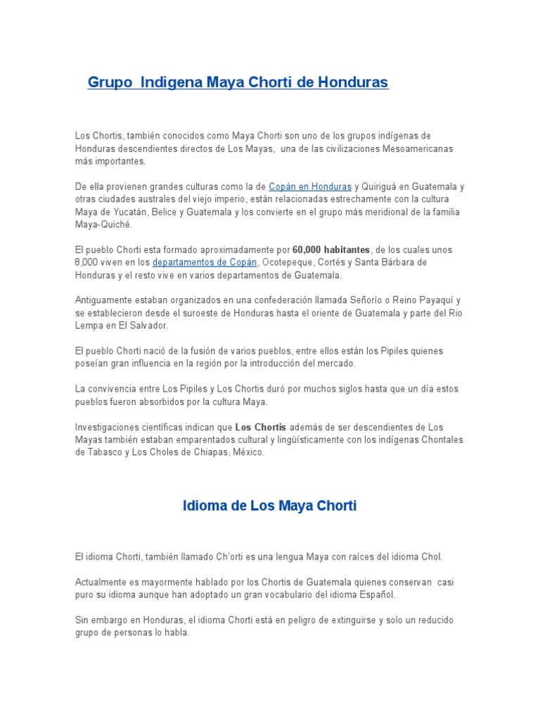 Grupo Indigena Maya Chorti de Honduras | PDF | Pueblos mayas | Pueblos ...