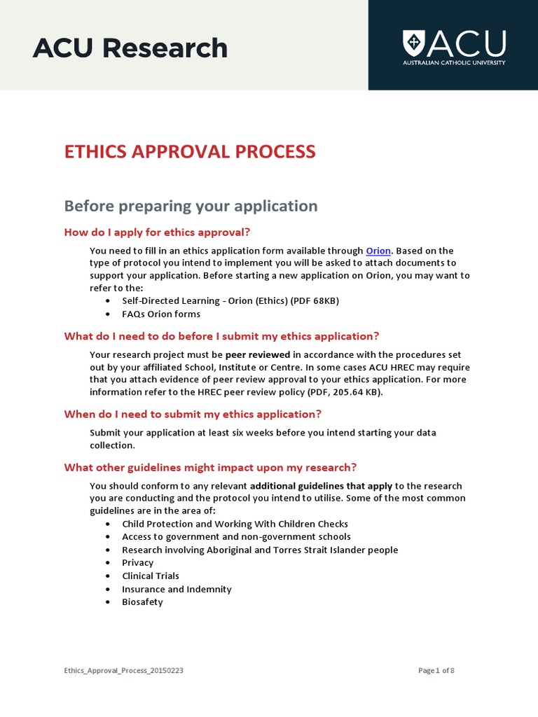 Ethics Approval Process 20150223 | PDF | Institutional Review Board ...