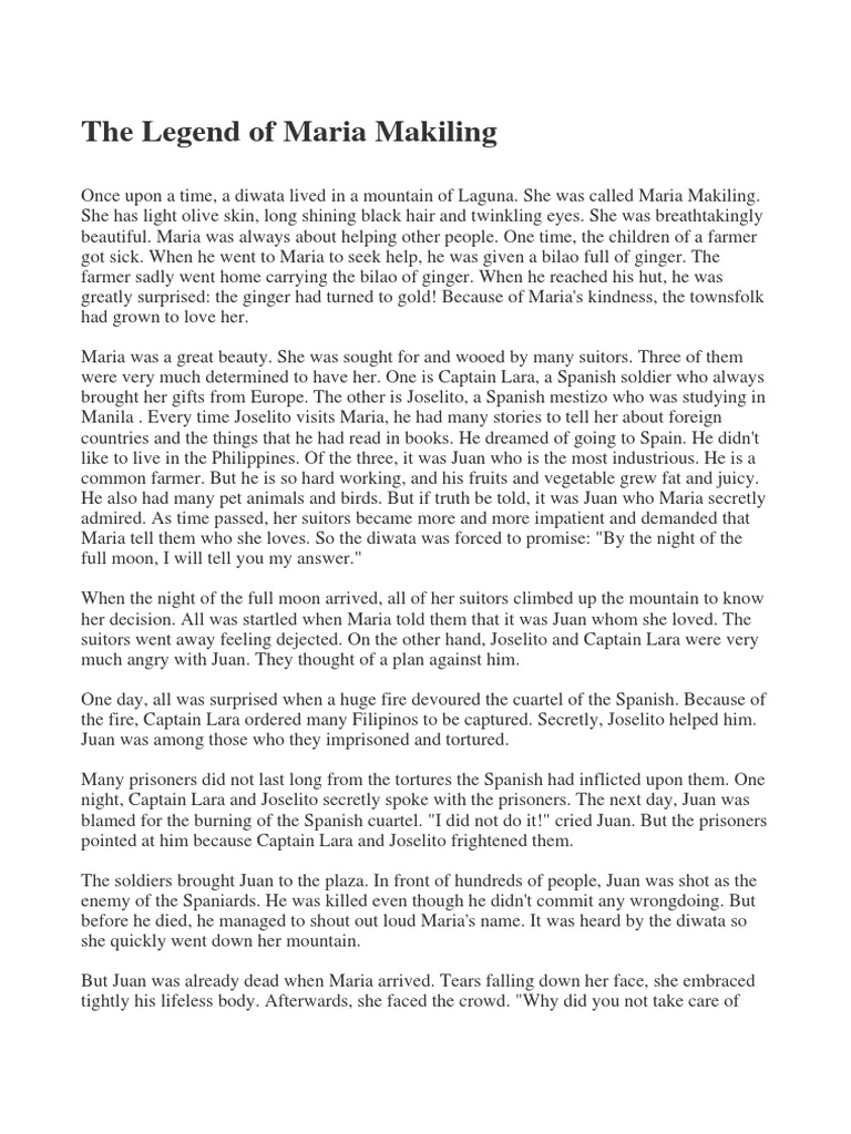 The Legend of Maria Makiling | PDF | Violence