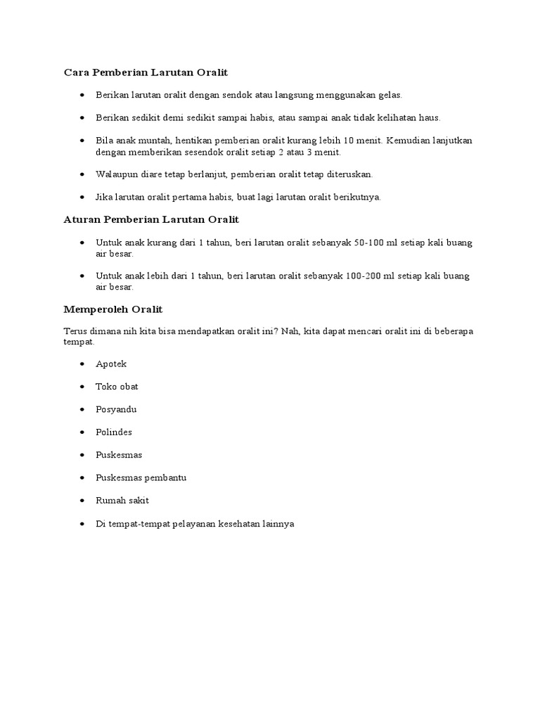 Cara Membuat Larutan Oralit Sendiri | PDF