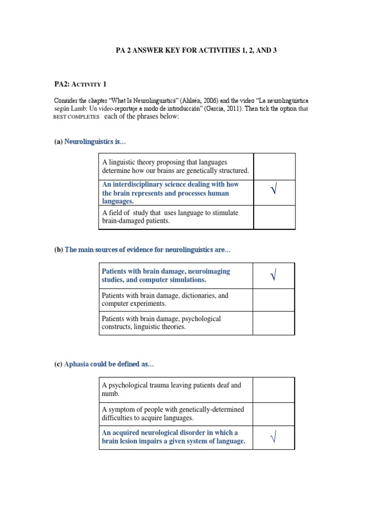 PA2 - Answer Key | PDF