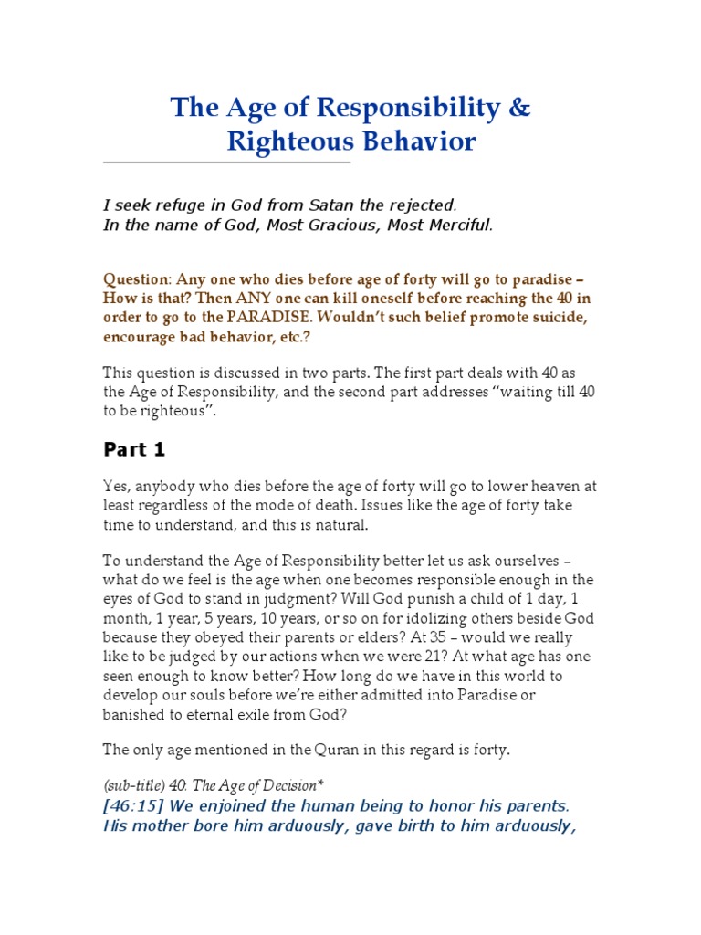 The Age of Responsibility | PDF | God In Islam | Forgiveness