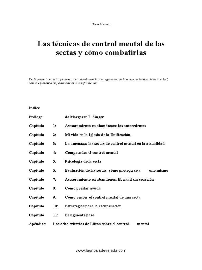 Steve Hassan. Las Tecnicas de Control Mental de Las Sectas | PDF | Control mental | Secta