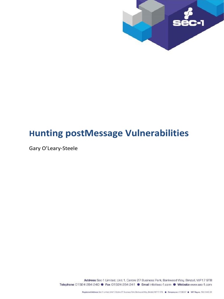Hunting Postmessage Vulnerabilities Pdf Java Script Cookie