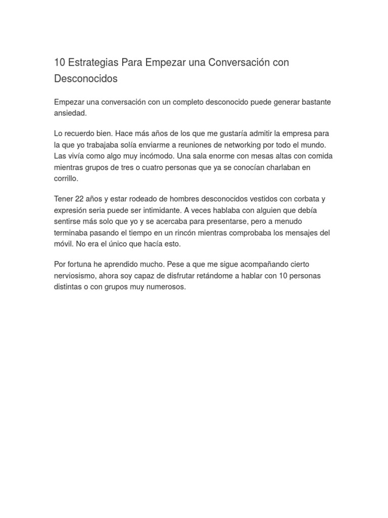 Estrategias para Hablar con Desconocidos | PDF | Psicología Social ...