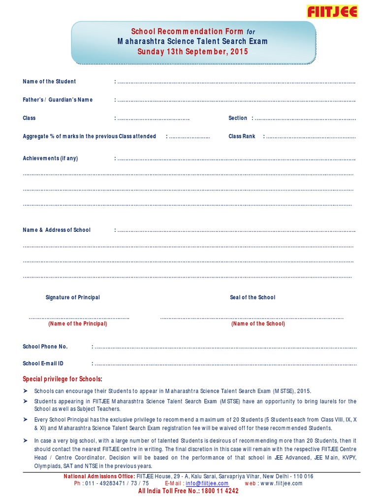 School Recommendation Form | PDF