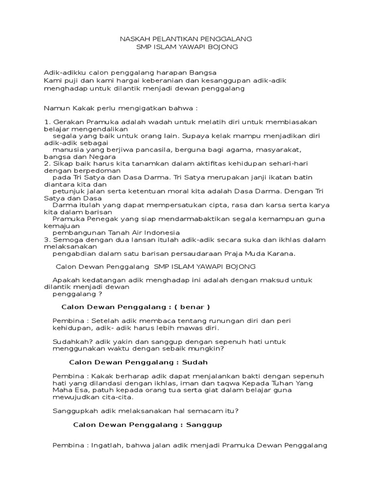 Naskah Pelantikan Penggalang | PDF