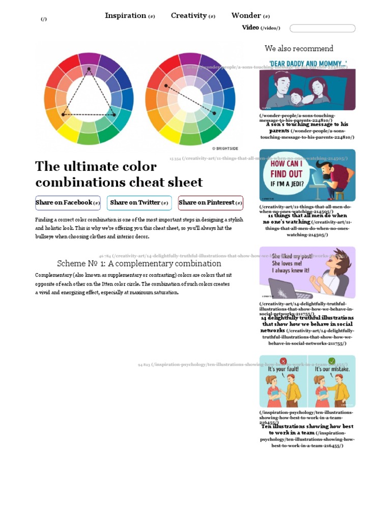 The Ultimate Color Combinations Cheat Sheet | PDF | Grey | Green