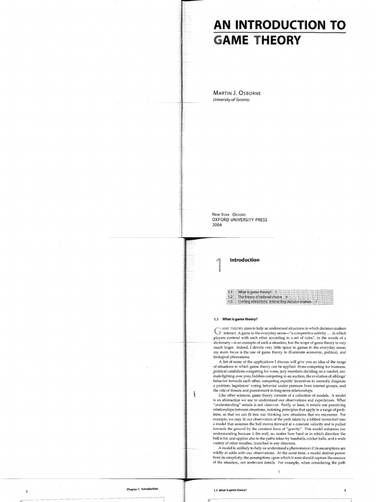 Osborne, M. An Introduction To Game Theory. Cap. 1 | PDF | Game Theory ...