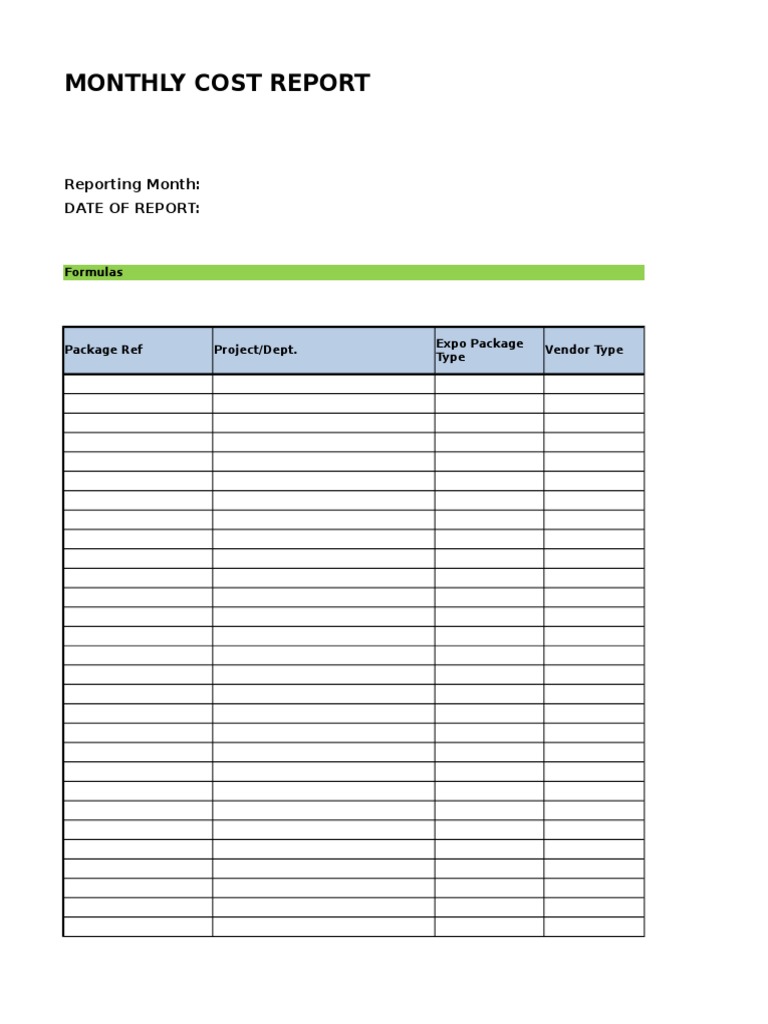 Cost Report - Template | PDF | Economies | Business