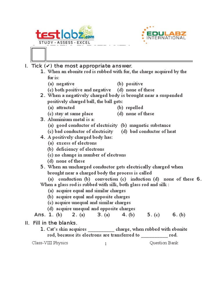 Static Electricity Class 8 | PDF | Electric Charge | Atomic Nucleus