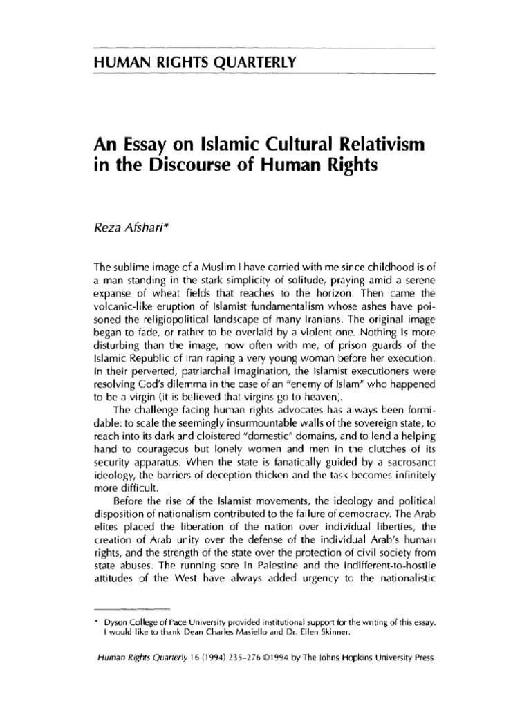 An Essay On Islamic Cultural Relativism in The Discourse of Human ...