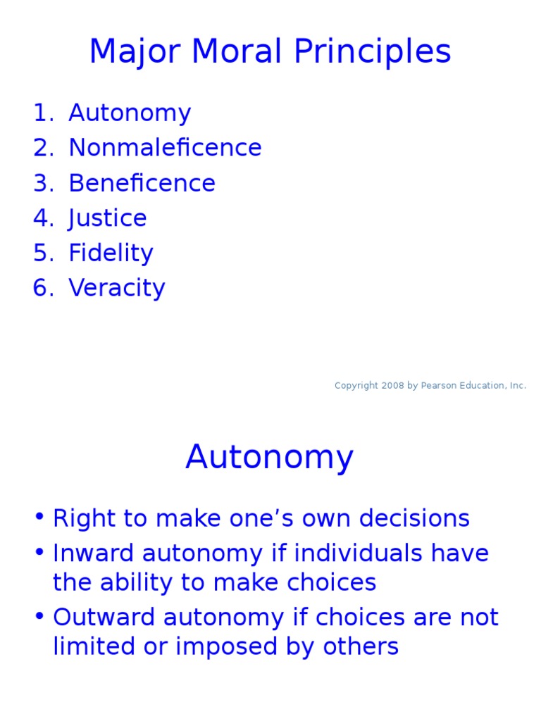 Major Moral Principles | PDF | Autonomy | Profession