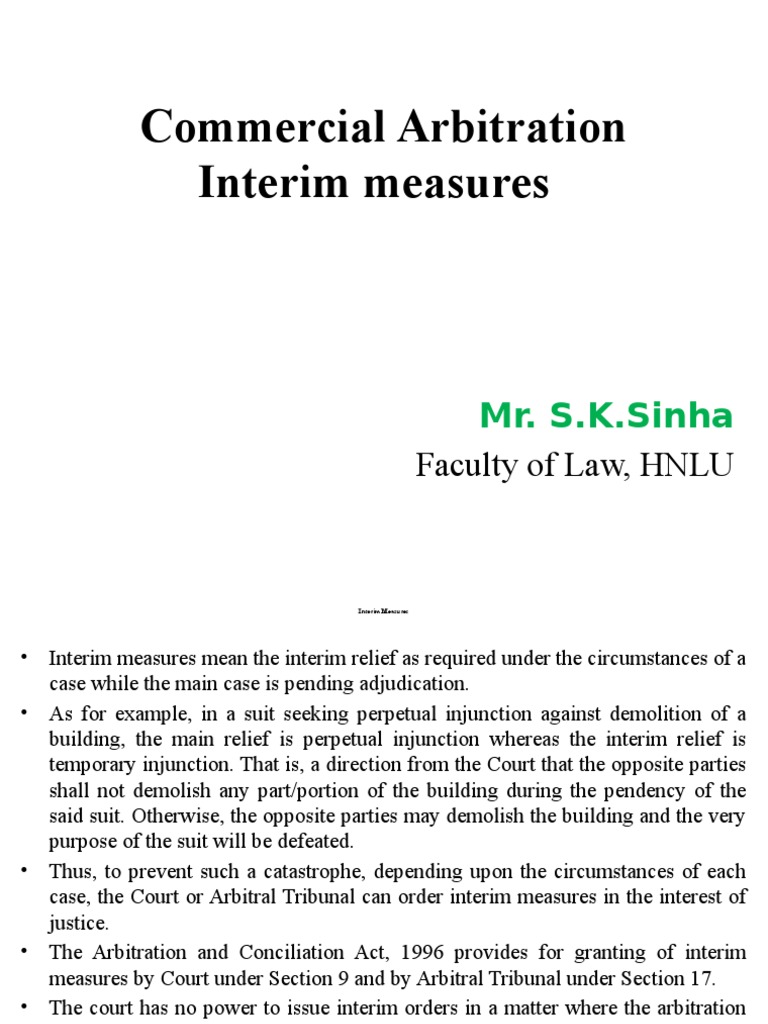 Interim Measures | PDF | Arbitral Tribunal | Arbitration