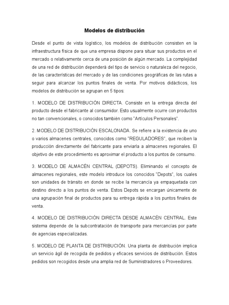 Modelos de Distribución | PDF | Distribución (comercial) | Almacén