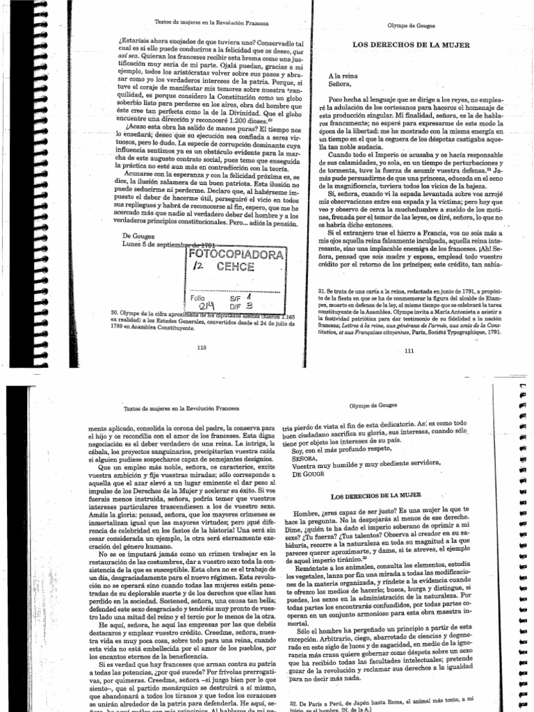 De Gouges, Olympe. Los Derechos de La Mujer | PDF | Mujer | Feminismo