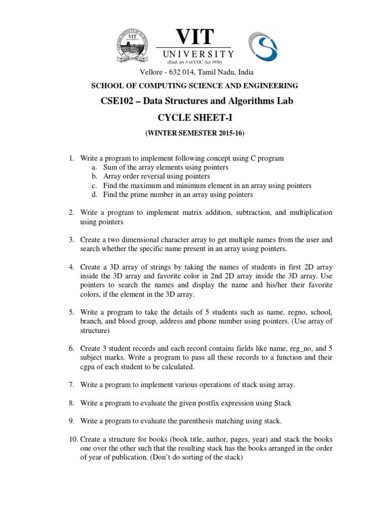 Dsa Cycle Sheet | Download Free PDF | Matrix (Mathematics) | Pointer ...