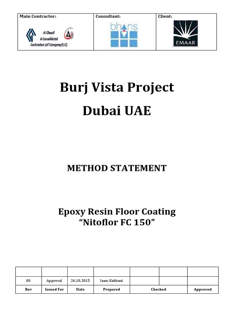 Method Statement for Nitoflor FC 150 | PDF | Concrete | Paint