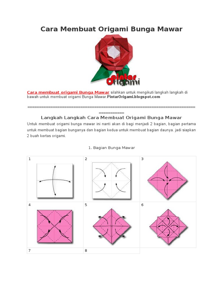 Cara Membuat Bunga Mawar Origami | PDF